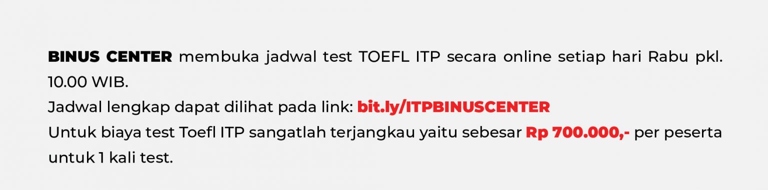 BINUS CenterTOEFL ITP - BINUS Center